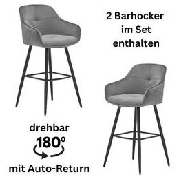 Barhocker Stolkom "Emma", grau (grau, schwarz), B:57cm H:105cm T:53cm, Hocker, Barhocker, Komfortsitzh&ouml;he 73 cm, 180drehbar Auto Return funktion
