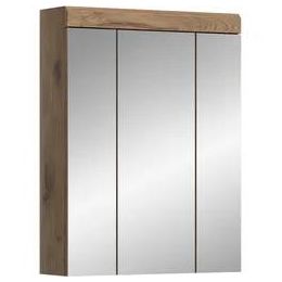 Badezimmerspiegelschrank Welltime "SIENA, Breite 60cm, 3 Spiegelt&uuml;ren, 9 F&auml;cher, 6 Einlegeb&ouml;den", braun (nox oak nb, spiegelglas), B:60cm H:79cm T:18cm, FSC-zertifizierter Holzwerkstoff, Glas, Schr&auml;nke, in verschiedenen Farben erh&auml;ltlich, Badm&ouml;bel, Spiegel, Badschrank, Bad