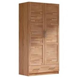 Kleiderschrank OTTO HOME "Sabrina, 97x60x200cm, nat&uuml;rlicher Landhausstil", braun (buche), B:97cm H:200cm T:60cm, Schr&auml;nke, Kleiderschrank, teilmassiv, Buche oder Eiche, FSC-zertifiziert, Metallgriffe
