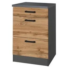 Unterschrank KOCHSTATION "KS-Toronto", grau (wotaneiche, grafitgrau), B:50cm H:85cm T:60cm, Holzwerkstoff, Schr&auml;nke, Unterschrank