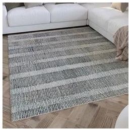 Teppich Wecon Home "Hamptons FORTY", beige (beige grau), B:70cm H:11mm L:140cm, Kunstfaser, Schurwolle, Teppiche, Teppich, L&auml;ufer, Fasermix, Kurzflor, Wohnzimmer, Schlafzimmer, Streifen Muster