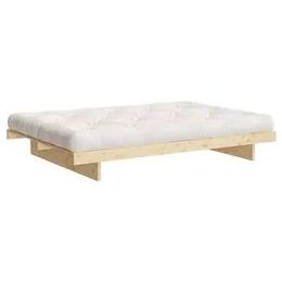 Bettgestell KARUP DESIGN "Kanso Bed, Stauraumbett, Bett mit oder ohne Schubladen", beige (kiefer natur), B:142cm H:25cm L:200cm, Betten, Bettgestell, Bett mit/ohne Schubladen, inkl Lattenrost, FSCzertifiert