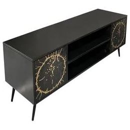 Lowboard GUTMANN FACTORY, schwarz, B:140cm H:54cm T:40cm, Massivholz, Sideboards, Lowboard