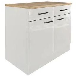 Unterschrank Flex-Well "Lund", grau (lichtgrau, rauchgrau), B:100cm H:85cm T:60cm, Holzwerkstoff, Schr&auml;nke, Unterschrank, in zwei Breiten, mit viel Stauraum