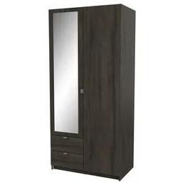 Kleiderschrank Demeyere GROUP "Mellie", eich waterford, B:89cm H:191,5cm T:51,4cm, Holzwerkstoff, Schr&auml;nke, Kleiderschrank, SCHRANK 2-TUERIG 1 SPIEGEL 2 SCHUBLADEN