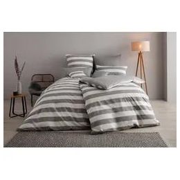 Wendebettw&auml;sche OTTO HOME "Big Stripe", grau (grau, wei&szlig;), B/L: 135cm x 200cm, 1 Stk., 1 Stk., Renforc&eacute; (Bio-Baumwolle), B/L: 40cm x 80cm, 2 Stk., Renforc&eacute; (Bio-Baumwolle), Obermaterial: 100% Baumwolle, Bettw&auml;sche, Wendebettw&auml;sche, 100% GOTS Baumwolle, ab Gr&ouml;&szlig;e 135x200 cm