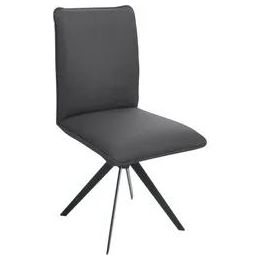 K+w Komfort & Wohnen Drehstuhl K+W KOMFORT & WOHNEN, grau (asphalt, schwarz), B:49cm H:94cm T:61cm, St&uuml;hle, Polsterstuhl Esszimmerstuhl 4-Fu&szlig;-Stuhl, Blitzdrehkreuz und R&uuml;ckholfunktion, dekorativer 12mm Biese