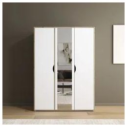 Dreht&uuml;renschrank Rauch "Kleiderschrank Schrank Garderobe W&auml;scheschrank NARAI mit Spiegel", wei&szlig; (eiche artisan, alpinwei&szlig;), B:140cm H:194cm T:53cm, Holzwerkstoff, Schr&auml;nke, Dreht&uuml;renschrank, Griffausfr&auml;sungen f&uuml;r eine grifflose Optik TOPSELLER MADE IN GERMANY