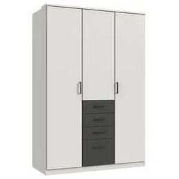 Kleiderschrank wimex "Cottbus, in wei&szlig; oder grau modern kombiniert mit graphitfb.Schubladen", wei&szlig; (wei&szlig;, grafit), B:135cm H:199cm T:58cm, Holzwerkstoff, Schr&auml;nke, Kleiderschrank, mit 4 Schubladen, wahlweise mit oder ohne Spiegel