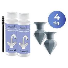 Reinigungs-Set Maximex "Entkalkungsgel und Diamond Clean Silikon-Entkalker", blau, B:4cm H:14cm L:4cm, Reinigungs-Sets, Reinigungsmittel Entkalker, f&uuml;r Wasserh&auml;hne, Armaturen, Glaskeramikfelder, je 125 ml, Zitrusduft