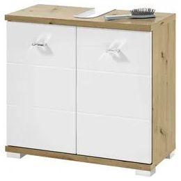 Waschbeckenunterschrank BASIC BY BALCULINA "Pool, Badezimmerschrank BxHxT 60x57x31", wei&szlig; (artisan, wei&szlig; hochglanz), B:60cm H:57cm T:31cm, Holzwerkstoff, Schr&auml;nke, Waschbeckenunterschrank, Breite 60cm, T&uuml;r L/R montierbar