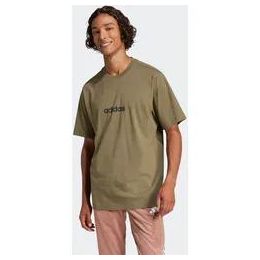 T-Shirt Adidas SPORTSWEAR "ESSENTIALS LINEAR SINGLE JERSEY", Herren, Gr. XXL, gr&uuml;n (olive strata, schwarz), Obermaterial: 100% Baumwolle, normal, Rundhals, Shirts T-Shirt, &uuml;berschnittene Schultern, Kurzarmdesign, aus Baumwolljersey