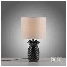 OTTO HOME Tischleuchte "Torrik - Tischlampe im Ananas Design", schwarz, 1, &Oslash; 20cm H: 36cm, Leuchten, Leinenschirm, Ananas, Pineapple, schwarz, E14, Tischleuchte
