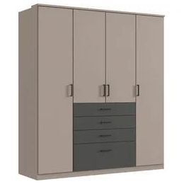 Kleiderschrank wimex "Cottbus, in wei&szlig; oder grau modern kombiniert mit graphitfb.Schubladen", grau (saharagrau, grafit), B:180cm H:199cm T:58cm, Holzwerkstoff, Schr&auml;nke, Kleiderschrank, mit 4 Schubladen, wahlweise mit oder ohne Spiegel