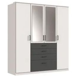 Kleiderschrank wimex "Cottbus, in wei&szlig; oder grau modern kombiniert mit graphitfb.Schubladen", wei&szlig; (wei&szlig;, grafit), B:180cm H:199cm T:58cm, Holzwerkstoff, Schr&auml;nke, Kleiderschrank, mit 4 Schubladen, wahlweise mit oder ohne Spiegel