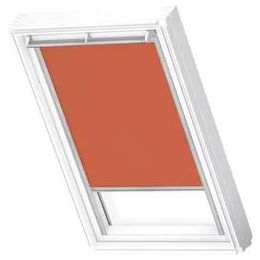 Verdunklungsrollo Velux "DKL 4564S, Farbe: orange", orange (orange, alufarben), SK06, stufenlos positionierbar, Polyester, Rollos, Verdunklungsrollo, alufarbene F&uuml;hrungsschienen & Griffleiste