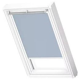 Verdunklungsrollo Velux "DKL 4576SWL, Farbe himmelblau", blau (himmelblau, wei&szlig;), SK06, stufenlos positionierbar, Polyester, Rollos, Verdunklungsrollo, wei&szlig;e F&uuml;hrungsschienen & Griffleiste