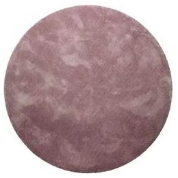 Teppich HOMIE LIVING "Pisa", rosa (altrosa), H:25mm &Oslash;:120cm, Polyester, Teppiche, Teppich, Hochflor, Microfaser, uni, weich, Shaggy, Wohnzimmer, Schlafzimmer