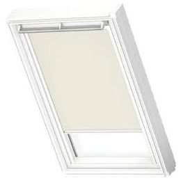 Verdunklungsrollo Velux "DKL 1085SWL", beige (hellbeige, wei&szlig;), SK10, stufenlos positionierbar, Polyester, Rollos, Verdunklungsrollo, Stoff hellbeige mit alufarbenen F&uuml;hrungsschienen & Griffleiste