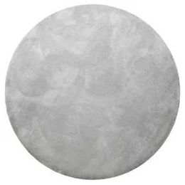 Teppich HOMIE LIVING "Pisa", grau (hellgrau), H:25mm &Oslash;:120cm, Polyester, Teppiche, Teppich, Hochflor, Microfaser, uni, weich, Shaggy, Wohnzimmer, Schlafzimmer