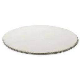 Hochflor-Teppich Wecon Home "Manta", beige (creme wei&szlig;), H:25mm &Oslash;:120cm, Polyester, Teppiche, Langflor, maschinell gewebt, robust, Wohn- & Schlafzimmer, einfarbig