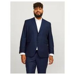 Jack & Jones PlusSize Sakko "JPRSOLARIS BLAZER NOOS PLS", Herren, Gr. 68, blau (schwarz navy), Web, Obermaterial: 59% Polyester, 24% Wolle, 16% Viskose, 1% Elasthan, JACK & JONES PLUSSIZE, unifarben, slim fit, Sakkos Sakko