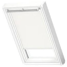 Verdunklungsrollo Velux "DKL 1025SWL", wei&szlig; (wei&szlig;, wei&szlig;), U04, stufenlos positionierbar, Polyester, Rollos, Verdunklungsrollo, Stoff wei&szlig; mit alufarbenen F&uuml;hrungsschienen & Griffleiste