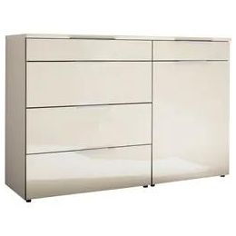 Kombikommode Wiemann "Como", champagner, dekor, glas champagner, chrom, B:120cm H:91,2cm T:43cm, Floatglas, Holzwerkstoff, Metall, Sideboards, Kombikommode, vormontiert