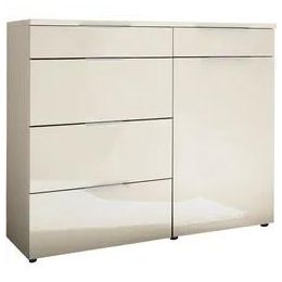 Kombikommode Wiemann "Como", champagner, dekor, glas champagner, chrom, B:100cm H:91,2cm T:43cm, Floatglas, Holzwerkstoff, Metall, Sideboards, Kombikommode, vormontiert