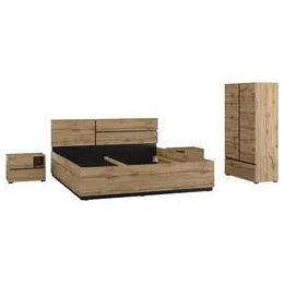 Schlafzimmer-Set OTTO HOME "Cross, moderne, grifflose Optik, FSC-zertifiziert", braun (wotan eiche), 2trg. Schrank + ohne Matratze, B/H: 180cm x 200cm, 2trg. Schrank, Schlafzimmerm&ouml;bel-Sets, Komplettschlafzimmer-Set
