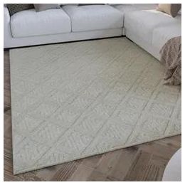 Wollteppich Wecon Home "Hamptons SEVENTEEN", beige (creme wei&szlig;), B:80cm H:10mm L:230cm, Schurwolle, Teppiche, L&auml;ufer, Schurwolle, Kurzflor, Wohnzimmer, Schlafzimmer, elegant, Raute
