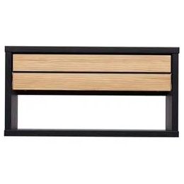 Nachttisch WOODMAN "Stripe Nako, Nachtkommode", schwarz (eiche, schwarz, schwarz, schwarz), B:42,8cm H:22,2cm T:36cm, Tische, Nachttisch, mit Echtholzfurnier aus Eiche, Breite 42, 8 cm, mit 1 Schublade, FSC