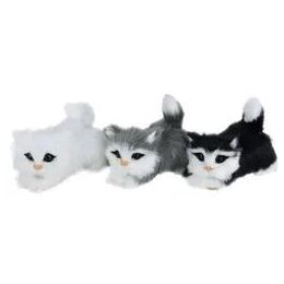 Dekofigur I.GE.A. "Tierfigur mini Katzen 3er Set", wei&szlig;, B:8cm H:7cm, Polyester, Dekofiguren, Kunstfell Statue Ornament Dekotier Deko-Objekt Pelztier Pl&uuml;schtier