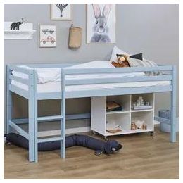 Hochbett Hoppekids "ECO Dream MY COLOR", blau, B:101cm H:105cm L:208cm, Kiefer massiv, Hochbetten, Hochbett, 90x200, umbaubar in Einzelbett, 4 Farben