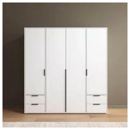 Dreht&uuml;renschrank Rauch "Kleiderschrank Schrank Garderobe W&auml;scheschrank NAGATA viel Stauraum", wei&szlig; (alpinwei&szlig;), B:187cm H:194cm T:53cm, Holzwerkstoff, Schr&auml;nke, Dreht&uuml;renschrank, mit Schubladen sowie Stangengriffen TOPSELLER MADE IN GERMANY
