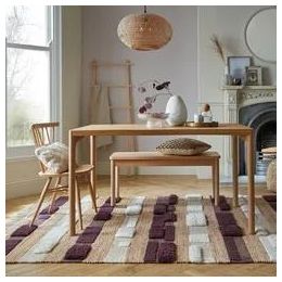 Teppich FLAIR RUGS "Medina Blocks, mit abstrakten Linien", lila, B:160cm H:22mm L:230cm, Jute, Wolle, Teppiche, Teppich, aus Jute/-und Wollmischung, mit Hoch-Tief-Struktur, gemustert