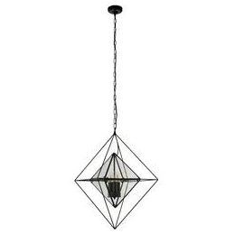 Searchlight H&auml;ngeleuchte "H&auml;ngeleuchte Diamond, 3-flammig", schwarz (schwarz und klar), 3, H: 58cm, 1 Stk., Leuchten, Minimalistisches Ambiente, H&auml;ngeleuchte