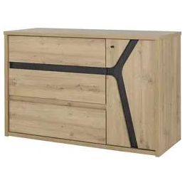 Kombikommode GAMI, schwarz (braun), B:117cm H:76cm T:47cm, Holzwerkstoff, Sideboards, Kombikommode, Ein Maximum an Stauraum in dieser Kommode: 3 Schubladen, 1 T&uuml;r.