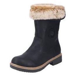 Winterstiefelette Rieker, Damen, Gr. 38, schwarz, Lederimitat, Textil, Schuhe Winterstiefelette, Winterboots, Warmfutter, Blockabsatz, mit Innenrei&szlig;verschluss