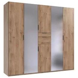 Dreht&uuml;renschrank wimex "Moldau Kleiderschrank mit Spiegel Schlafzimmerschrank", braun (plankeneiche nachbildung), B:225cm H:208cm T:58cm, Holzwerkstoff, Schr&auml;nke, Dreht&uuml;renschrank