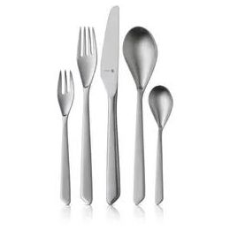 Besteck-Set WMF "Neo in nat&uuml;rlicher Optik, ergonomische Haptik, Wellenschliff-Messer", grau (edelstahl), 66 Stk., Cromargan Edelstahl Rostfrei 18/10, Essbesteck-Sets, sp&uuml;lmaschinengeeignet, optimale Sch&auml;rfe, hochwertiger Besteckkasten