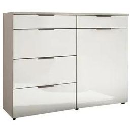 Kombikommode Wiemann "Como", wei&szlig; (kieselgrau, dekor, glas wei&szlig;, schiefer), B:140cm H:91,2cm T:43cm, Floatglas, Holzwerkstoff, Metall, Sideboards, Kombikommode, vormontiert