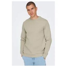 Only & Sons Sweatshirt ONLY & SONS "ONSCERES CREW NECK NOOS", Herren, Gr. M, beige (silber lining), angeraute Sweatware, Obermaterial: 65% Baumwolle, 35% Polyester, meliert, regular fit normal, Rundhals, Rippb&uuml;ndchen, Sweatshirts Sweatshirt, Baumwollmischung, regular fit