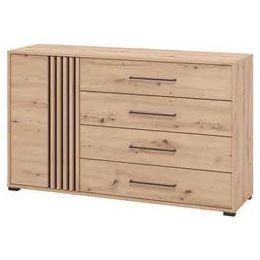 Kommode Inosign "Ascalon Sideboard, Breite 138 oder 93 cm, mit ABS Schutzkanten", braun (artisan eiche), B:138cm H:82cm T:40cm, MDF, Spanplatte, Sideboards, Kommode, 3D Optik durch Lamellen/ Paneele, FSC-zertifizierter Holzwerkstoff