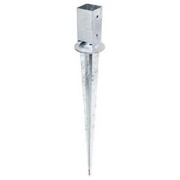 GAH Alberts Einschlag-Bodenh&uuml;lse ALBERTS "71x71 mm", silber (silberfarben), B:7,1cm, Stahl, Bodenanker, f&uuml;r Vierkantholzpfosten, mit verstellbarem Topf, Gesamtl&auml;nge 900 mm