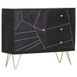 Kommode GUTMANN FACTORY, schwarz, B:105cm H:88cm T:43cm, Massivholz, Sideboards, Kommode