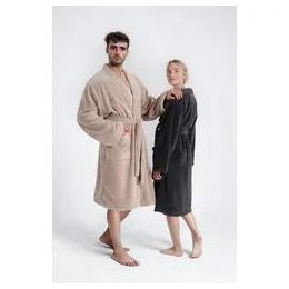 Unisex-Bademantel OTTO HOME "Lillou Kimono, ideal f&uuml;r Sauna & Spa, Hotelbademantel, Morgenmantel" Gr. S, beige (sand), L:110cm, Microfaser, Hausm&auml;ntel, kuschelig weicher Fleece, pl&uuml;sch, f&uuml;r Damen und Herren, XS-3XL