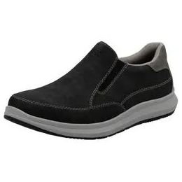 Slipper Rieker, Herren, Gr. 42, schwarz (schwarz, grau), Lederimitat, Basic, Schuhe Slipper, Slip-on-Sneaker, Halbschuh, Loafer, Freizeitschuh mit Gummizug