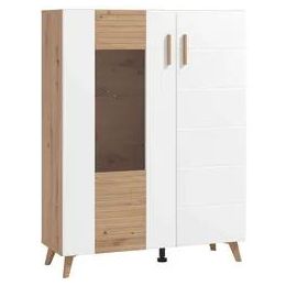 Highboard Inosign, braun (artisan eiche), B:96cm H:125,5cm T:35cm, Glas, Holzwerkstoff, MDF, Sideboards, Highboard
