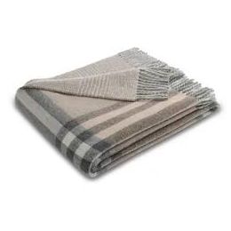 Plaid Biederlack "Plaid Twin Check", braun, B:150cm L:200cm, Kaschmir, Wolle, Wohndecken, im klassischen Karodesign